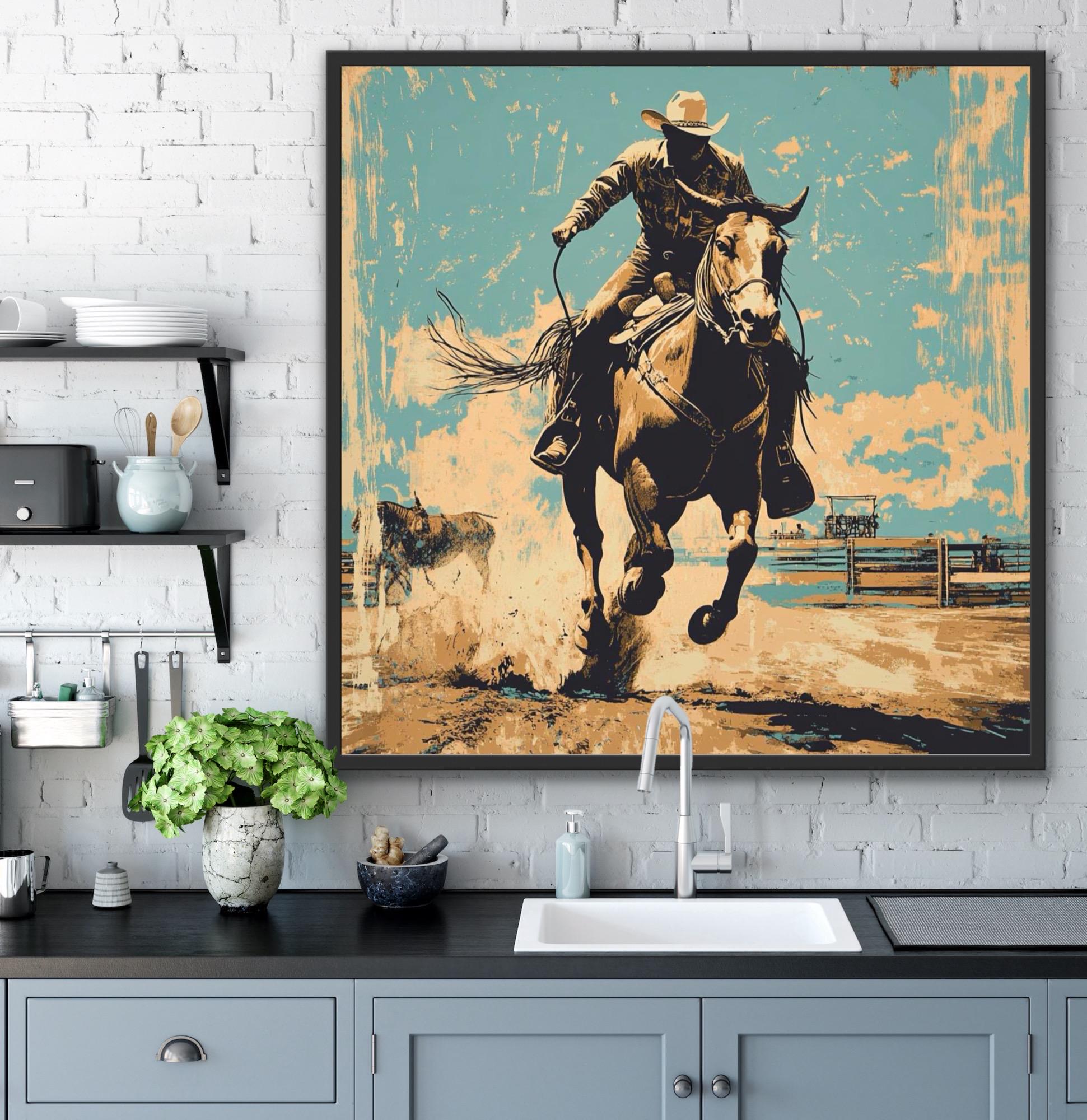 Spitit of West- Oil Painting on Canvas- Western Art- Home Decor, Cowboy ...