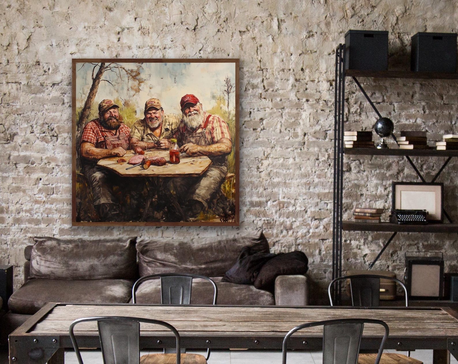 Rednecks Oil Painting on Canvas - Western Art Home Decor - Rustic Wall ...