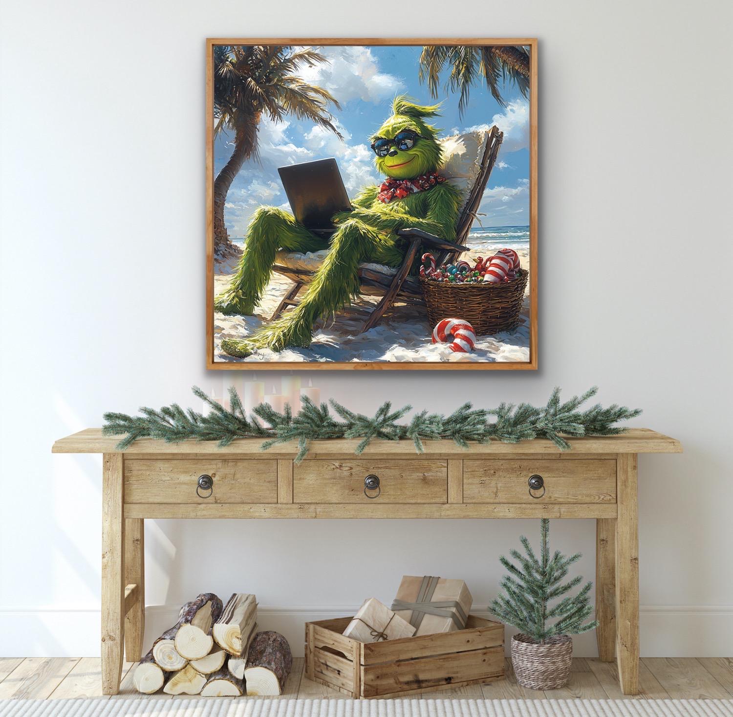 Grinch's Tropical Christmas Escape- Painting on Canvas- Western Art ...