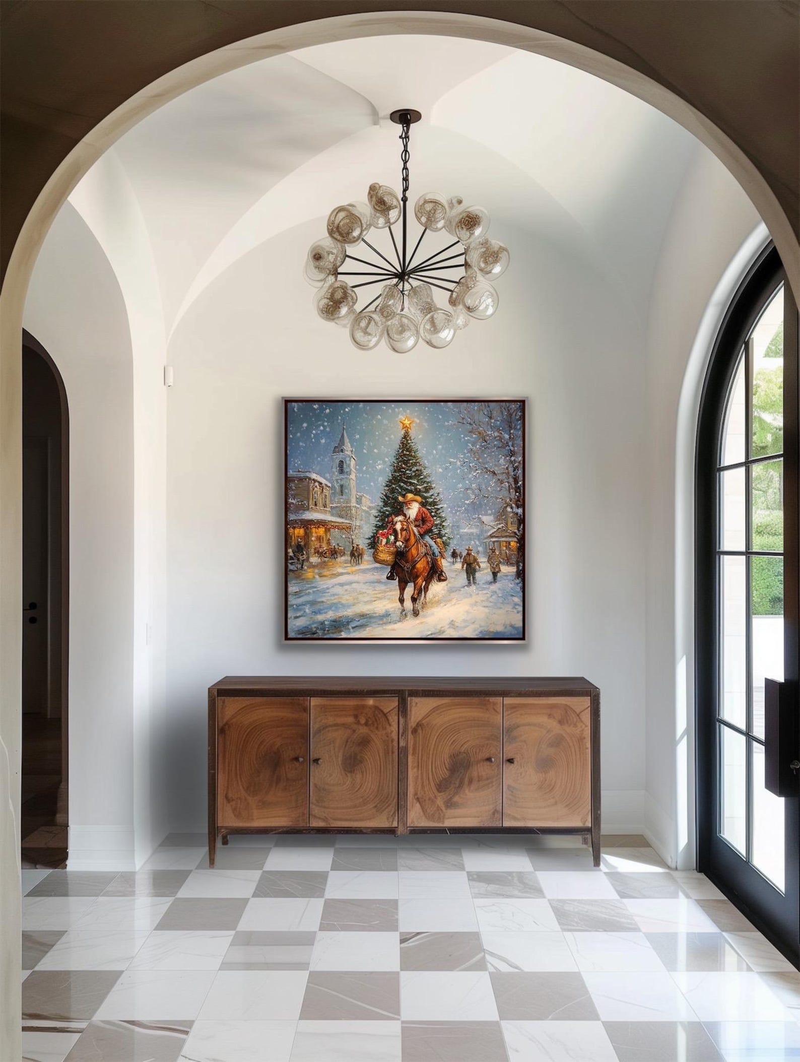 Santas Western Ride Oil Painting on Canvas Western Art Christmas Home ...