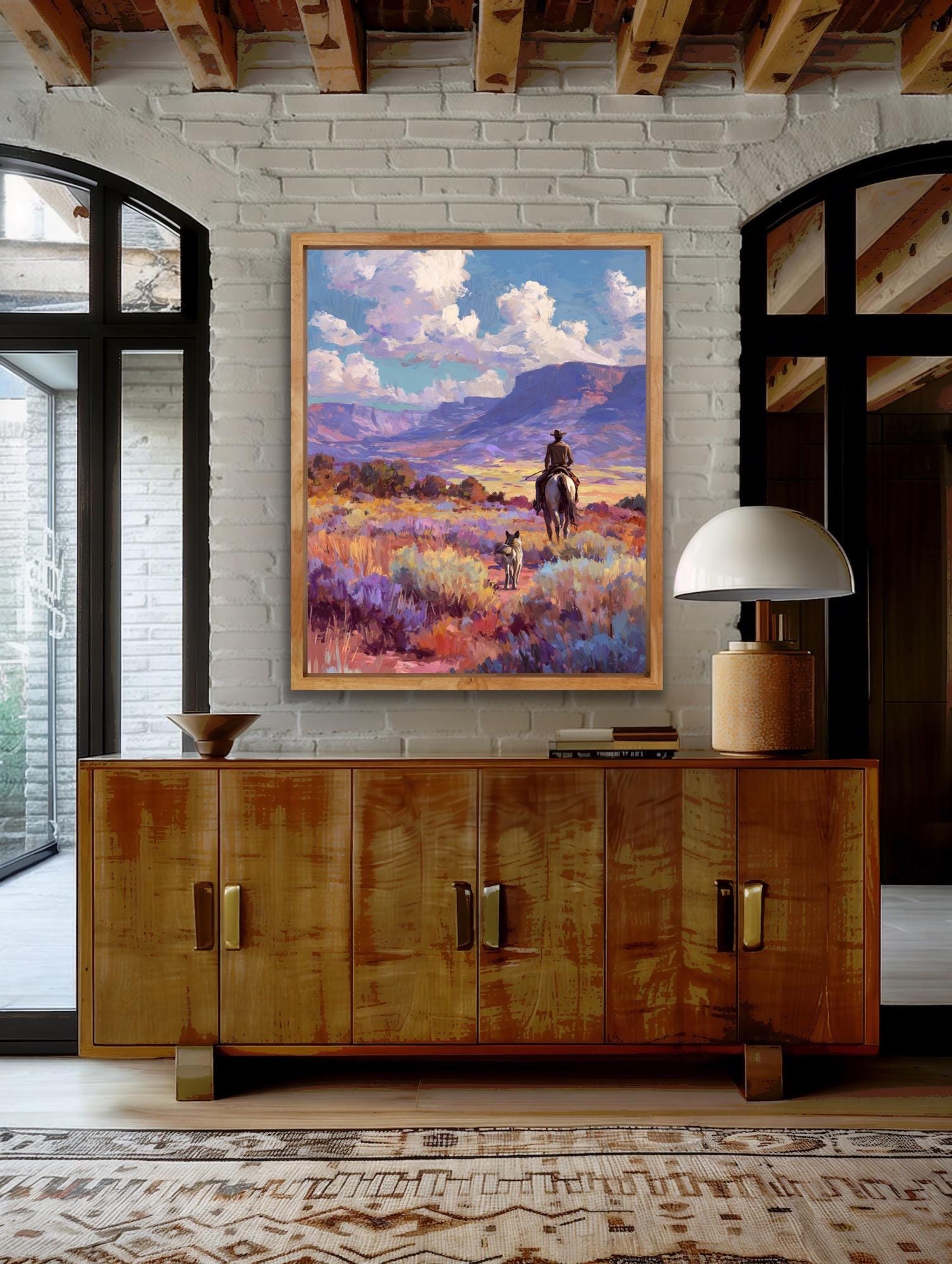 Original Western Cowboy Painting, Landscape Art, - Etsy
