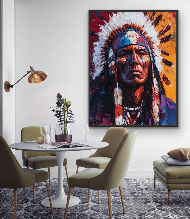 Native American- Oil Painting on Canvas- Southwestern Art Decor, Size ...