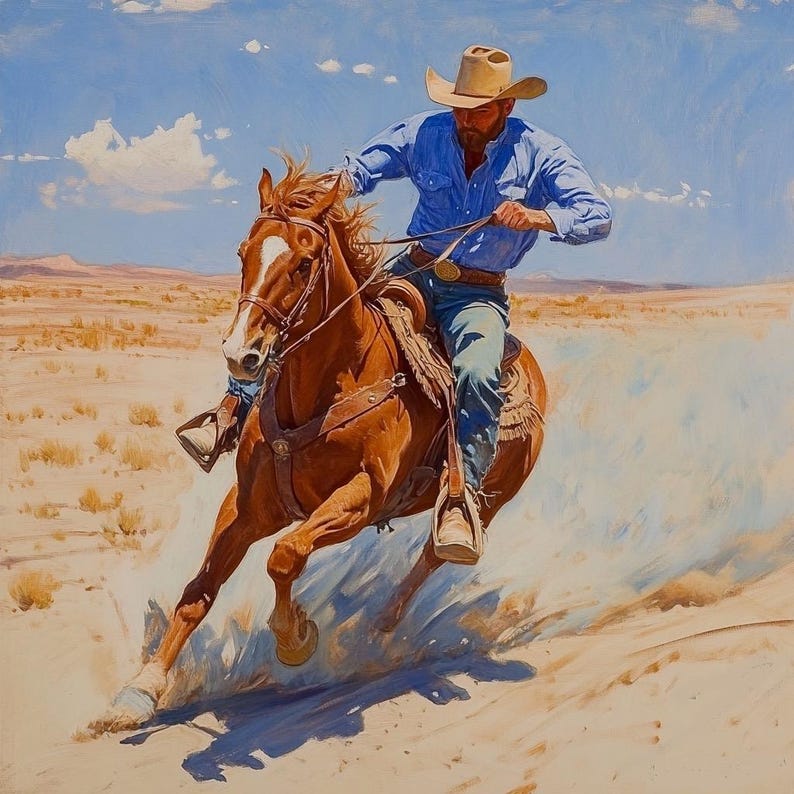 Cowboy- Oil Painting on Canvas 36x36 Inches- Western Art for Home Decor ...