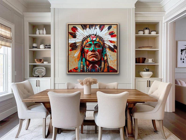 Native Oil Painting on Canvas 36x36 Inches Southwestern Home Decor - Etsy