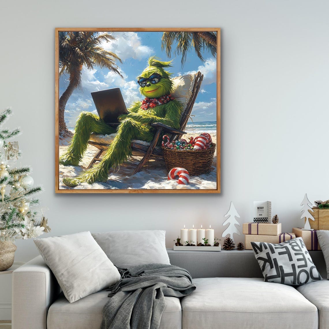Grinch's Tropical Christmas Escape- Painting on Canvas- Western Art ...