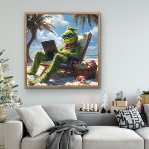 Grinch's Tropical Christmas Escape- Painting on Canvas- Western Art ...