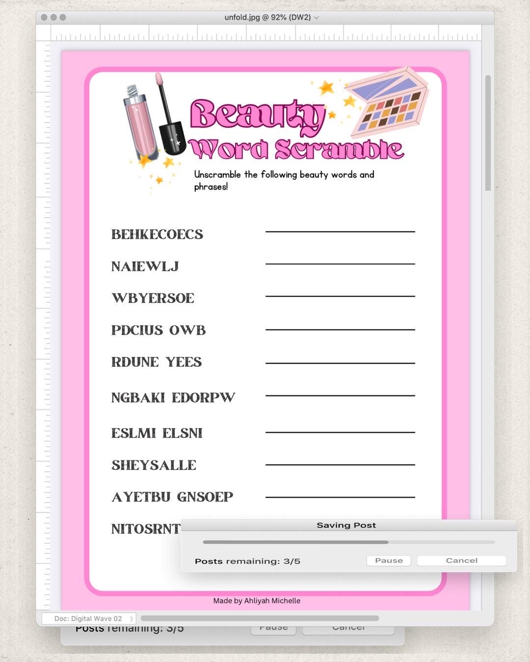 Beauty Word Scramble - Etsy