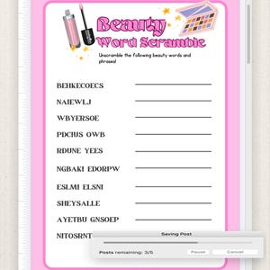 Beauty Word Scramble - Etsy