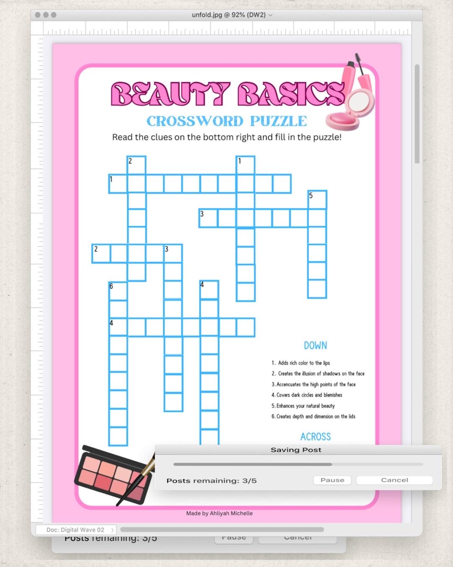 Beauty Crossword Puzzle - Etsy