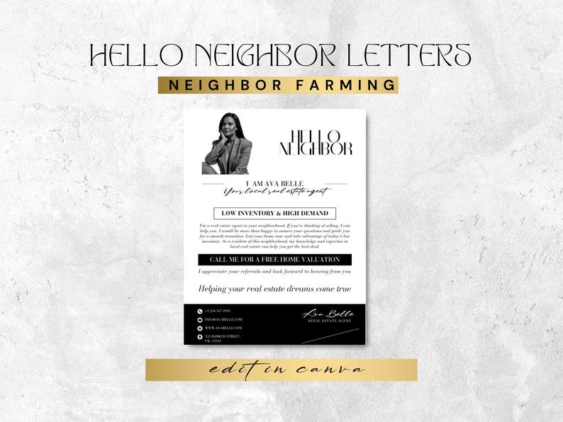 2 Real Estate Hello Neighbor Flyer Templates Real Estate Prospecting ...