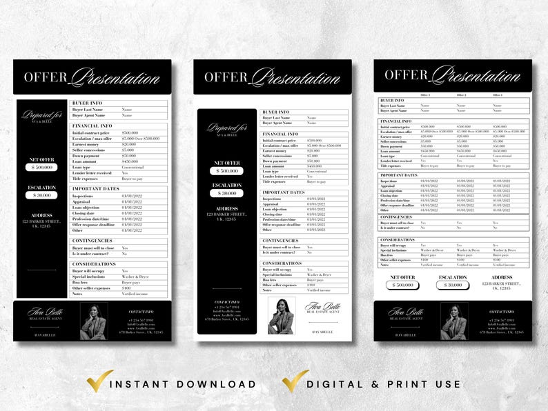 Multiple Offer Presentation | Real Estate Marketing | Offer Summary ...