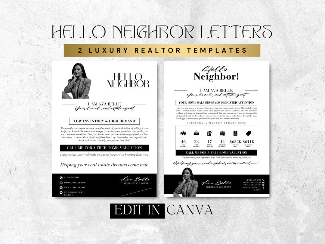 2 Realtor Hello Neighbor Flyer Templates Real Estate Prospecting Flyer ...