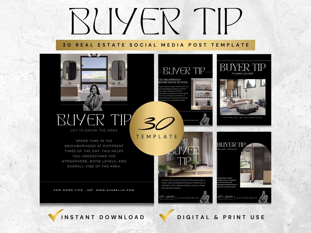 30 Real Estate Buyer Tip Social Media Template, Realtor Marketing ...