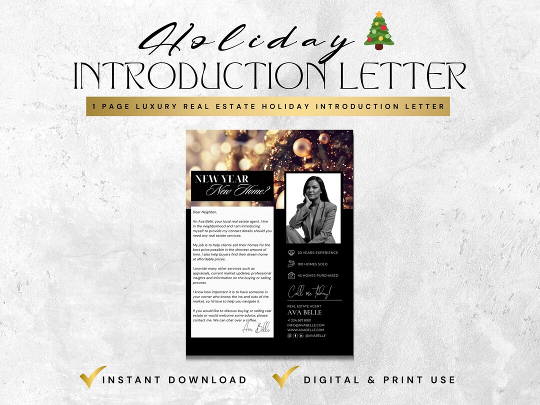 Real Estate Introduction Letter Template | New Year | Christmas | Canva ...