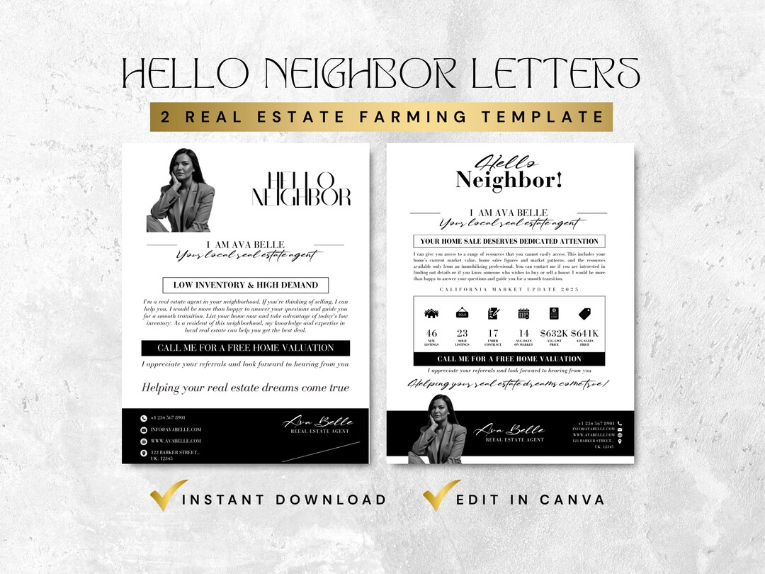 2 Real Estate Hello Neighbor Flyer Templates Real Estate Prospecting ...