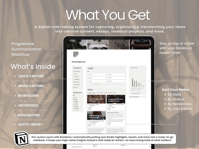 Note Taking System for Notion, Knowledge Management, Digital Note ...