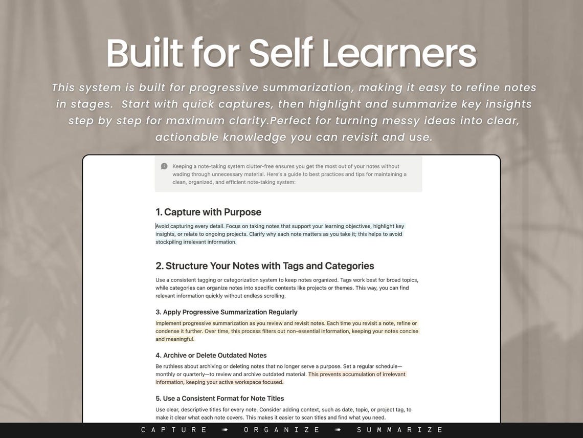 Note Taking System for Notion, Knowledge Management, Digital Note Taking, Media Capture ...
