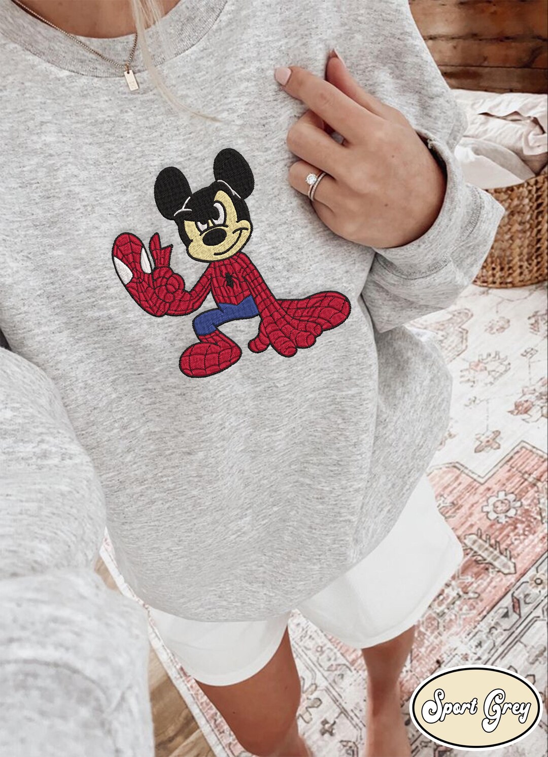 Disney Mickey Mouse Custom Marvel Spider Man Embroidered Sweatshirt ...