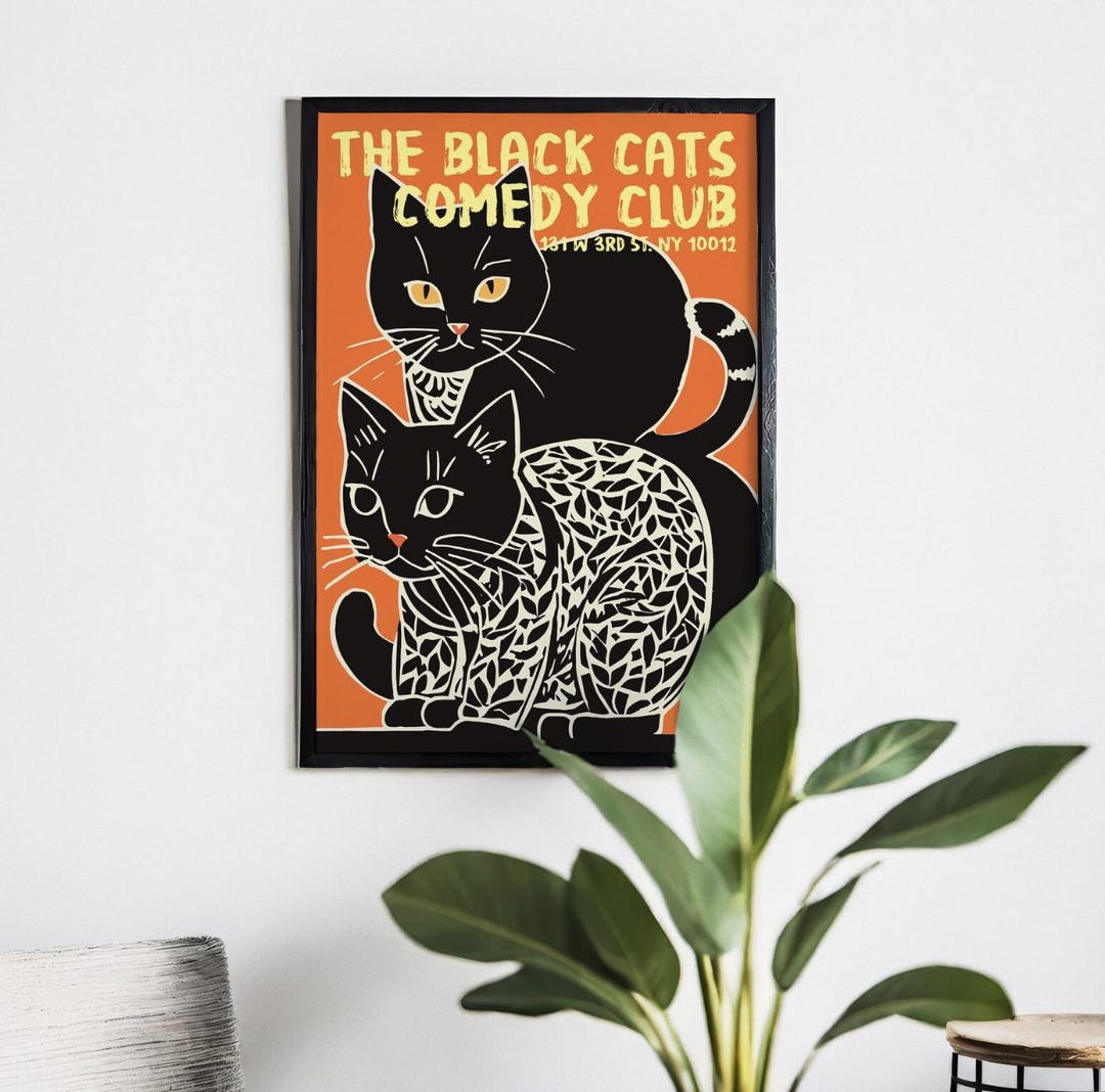 Vintage Style NYC Comedy Club Poster the Black Cats New York City ...