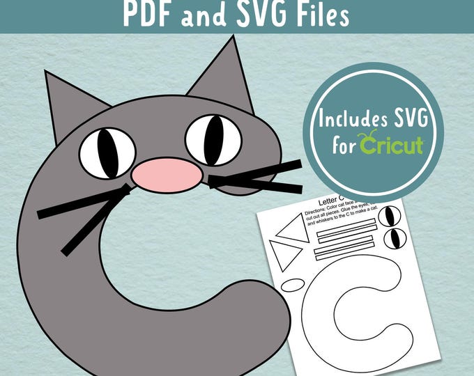 Letter C Craft , Letter C is for Cat Craft, SVG and PDF Files, Alphabet ...