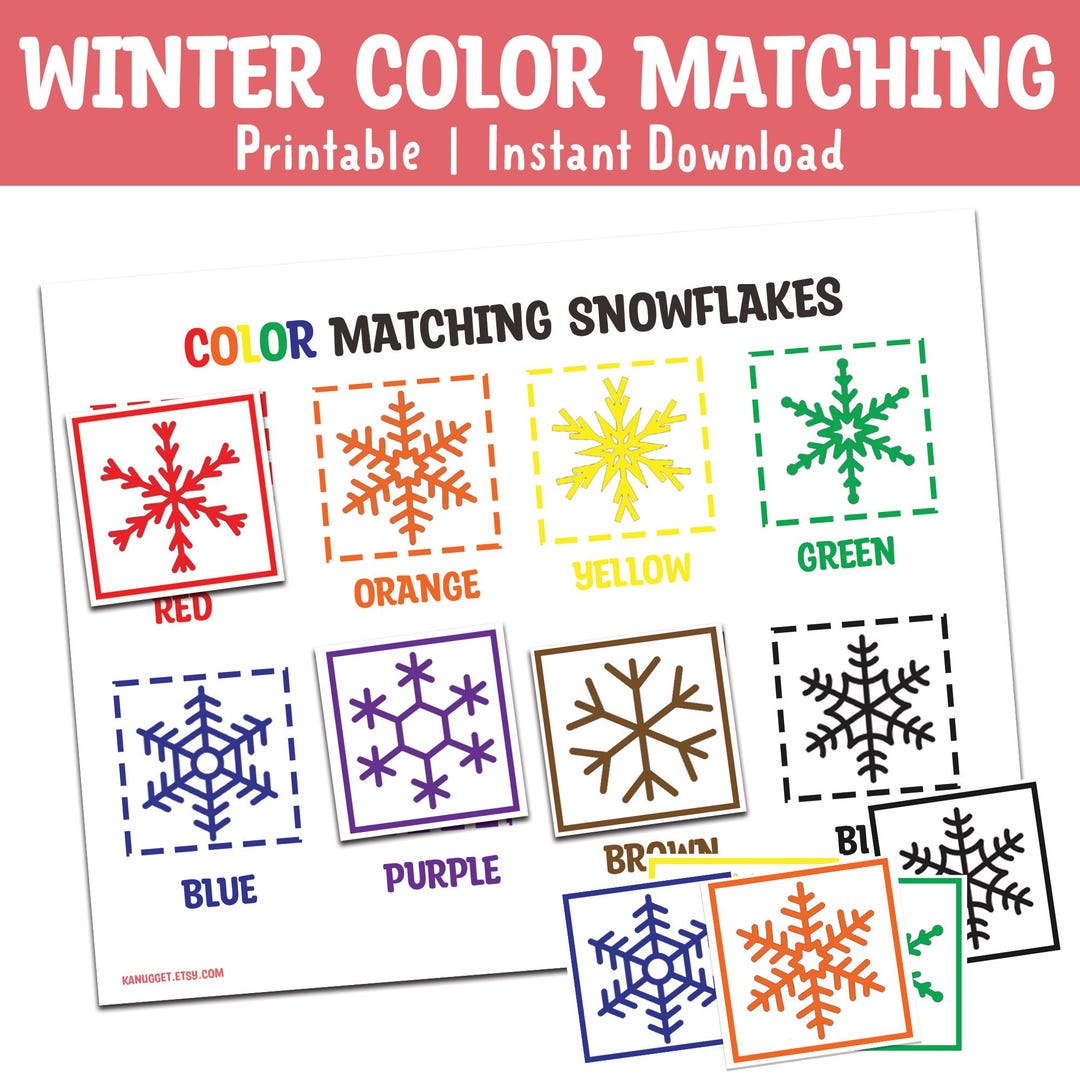 Winter Color Matching, Winter Busy Book Printable, Preschool Colors ...