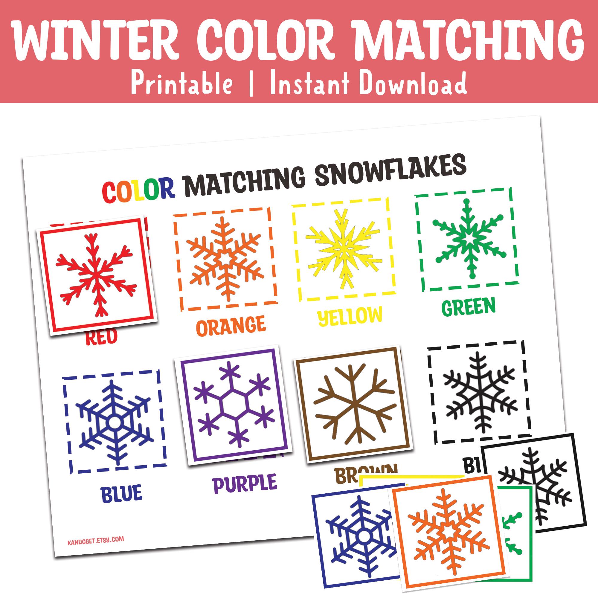 Winter Color Matching, Winter Busy Book Printable, Preschool Colors ...
