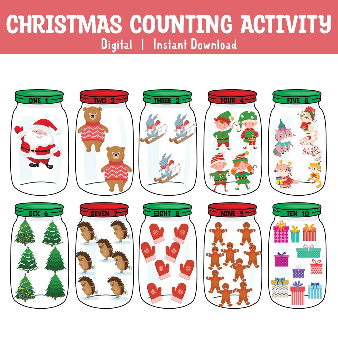 Christmas Counting Activity for Kids, Winter Activity Number Sorting ...