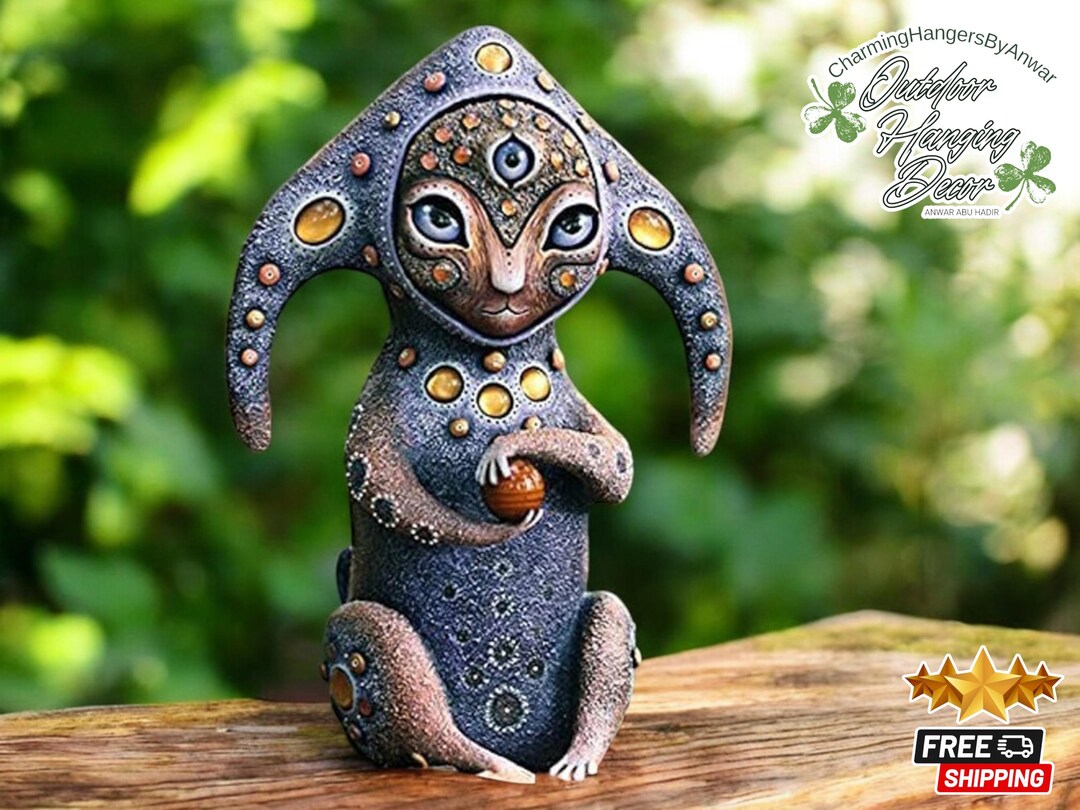 Resin Alien Creature Sculpture | Unique Fantasy Garden Figurine ...
