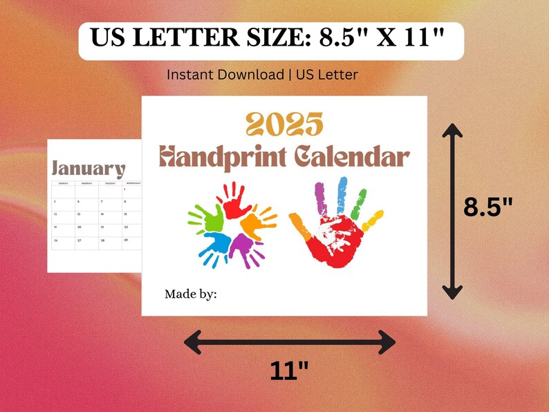 2025 Handprint Calendar PDF Christian Calendar Handprint Crafts, Gift ...