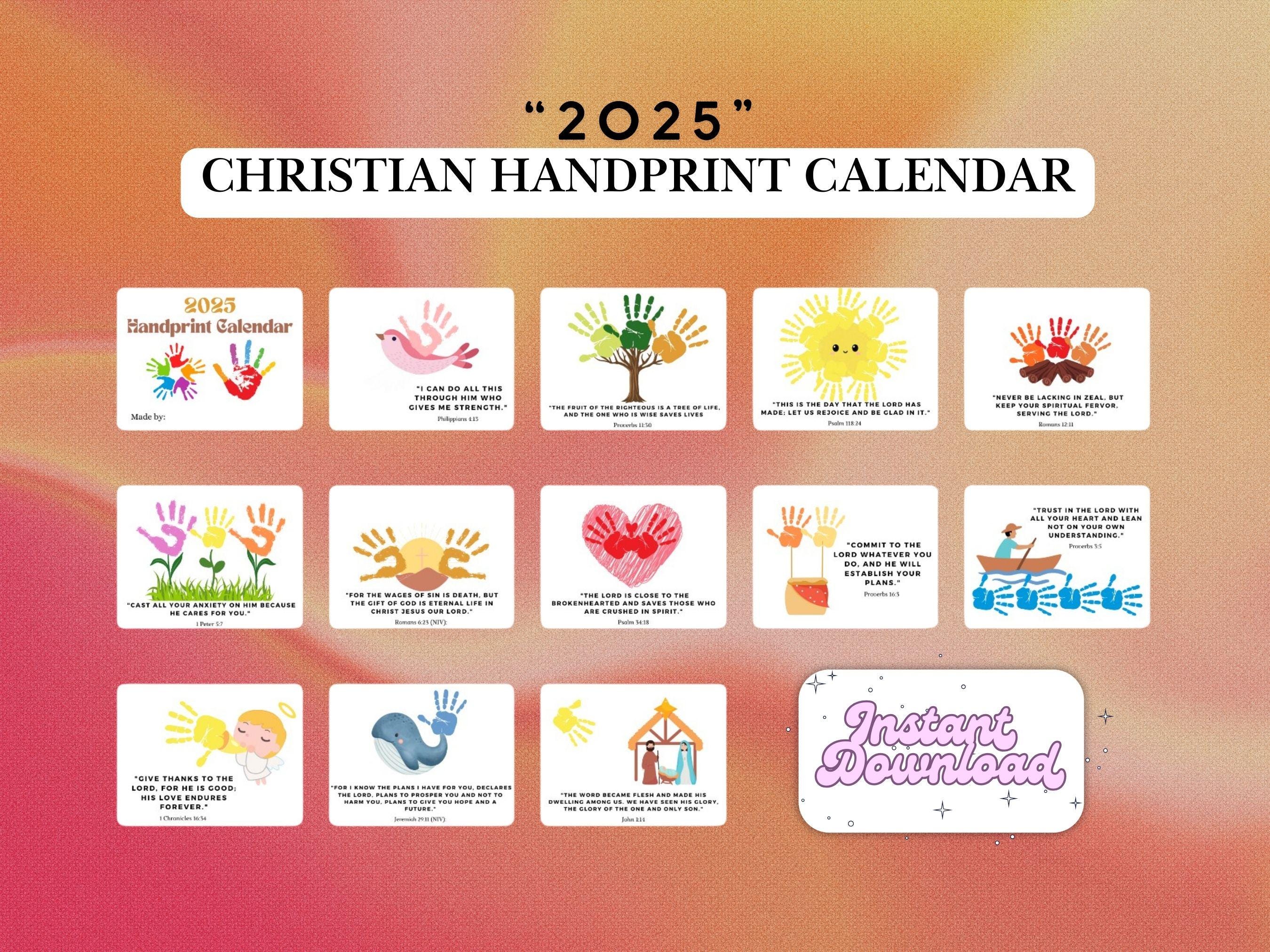 2025 Handprint Calendar PDF Christian Calendar Handprint Crafts, Gift ...