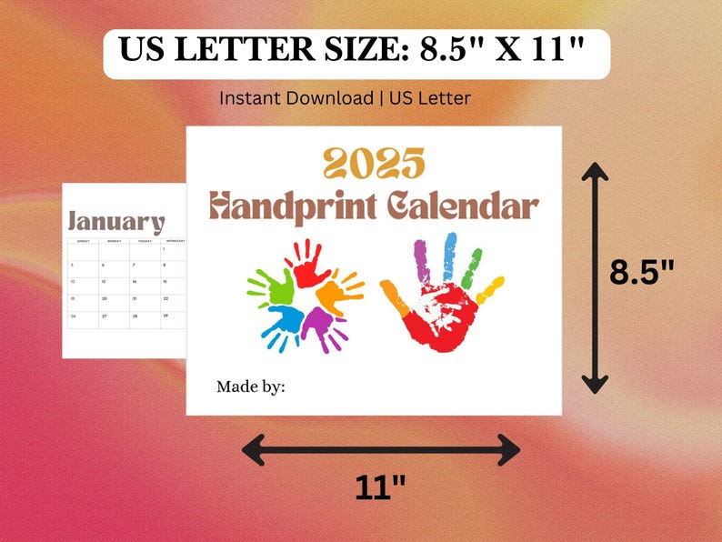 2025 Handprint Calendar PDF Christian Calendar Handprint Crafts, Gift ...