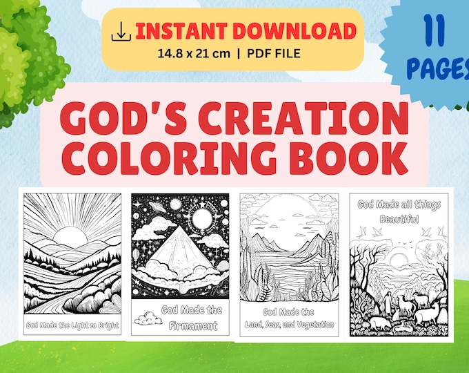 God Made Everything Christian Coloring Book - Etsy Canada