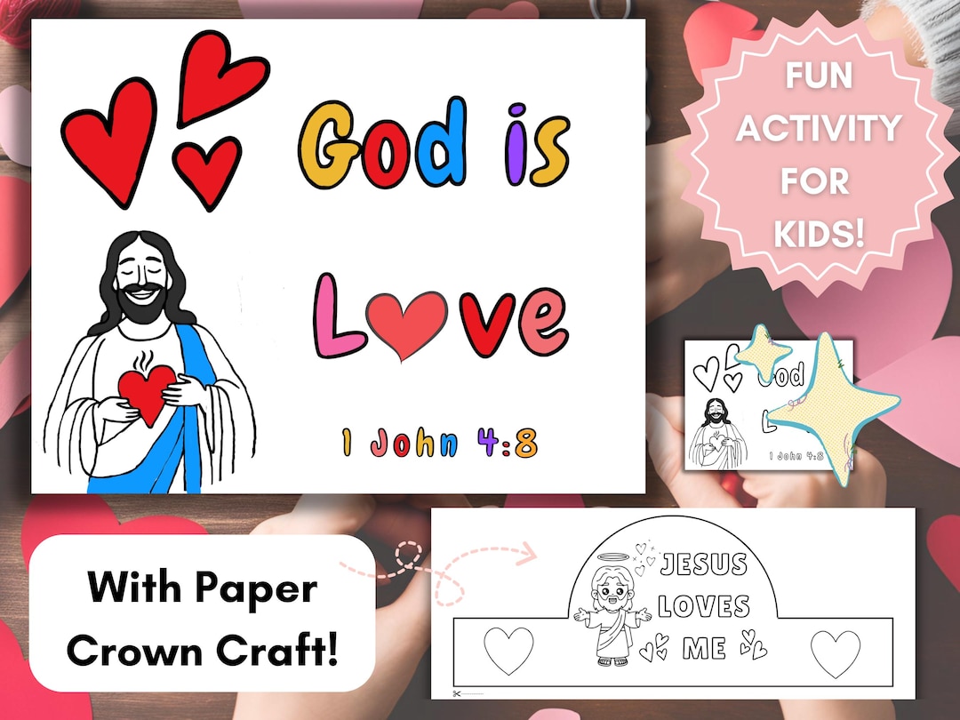 God is Love Godly Craft for Kids Pintable, Jesus Loves Me Bible Crown ...