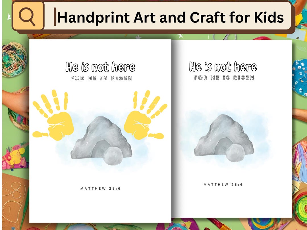 He is Risen Printable for Kids, Handprint Easter Sunday School Lesson ...