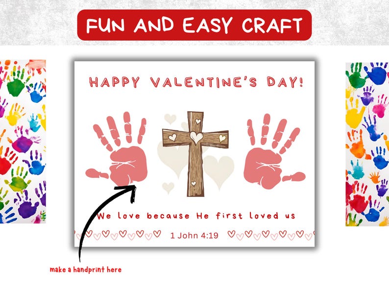Preschool Christian Valentine's Handprint Craft, Bible Verse Kids Craft ...