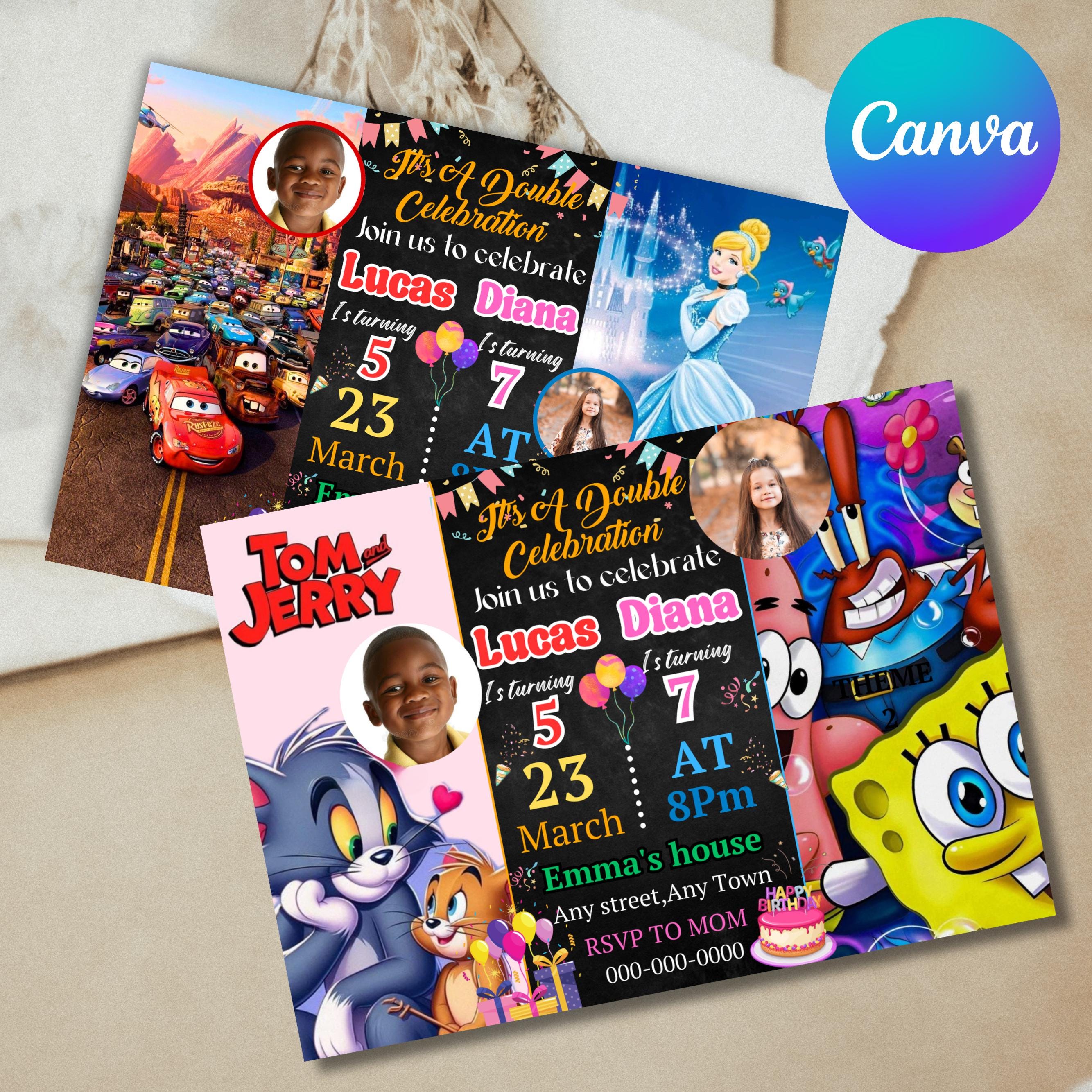 Tom & Jerry | Spongebob Birthday Invitation, Simpsons Birthday ...