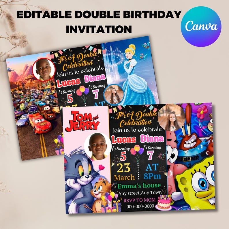 Tom & Jerry | Spongebob Birthday Invitation, Simpsons Birthday ...
