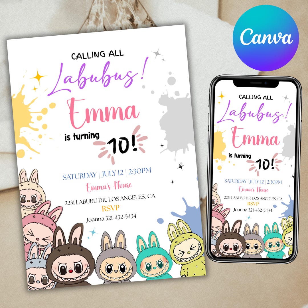 Labubu Birthday Party Invitation, Labubu Birthday Party, Invitation ...