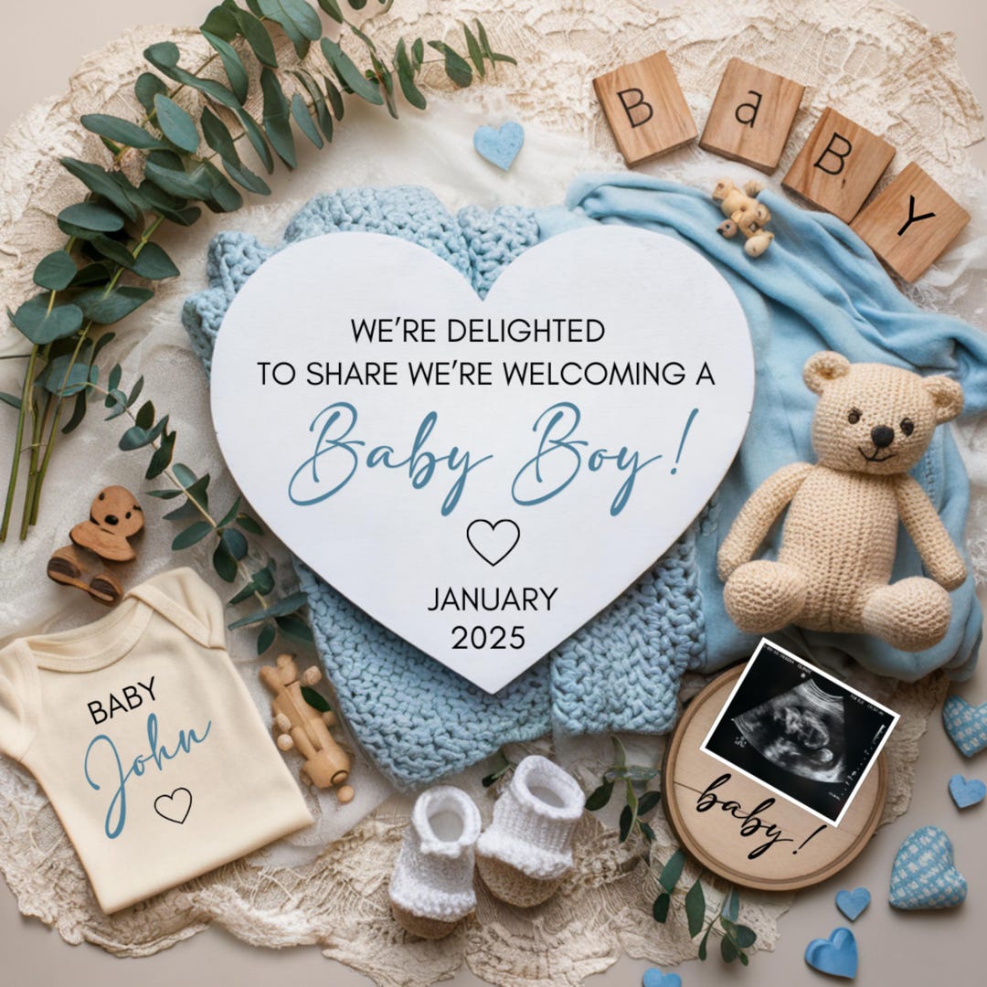 Baby Boy Pregnancy Announcement , Digital Baby Announcement, Boy ...