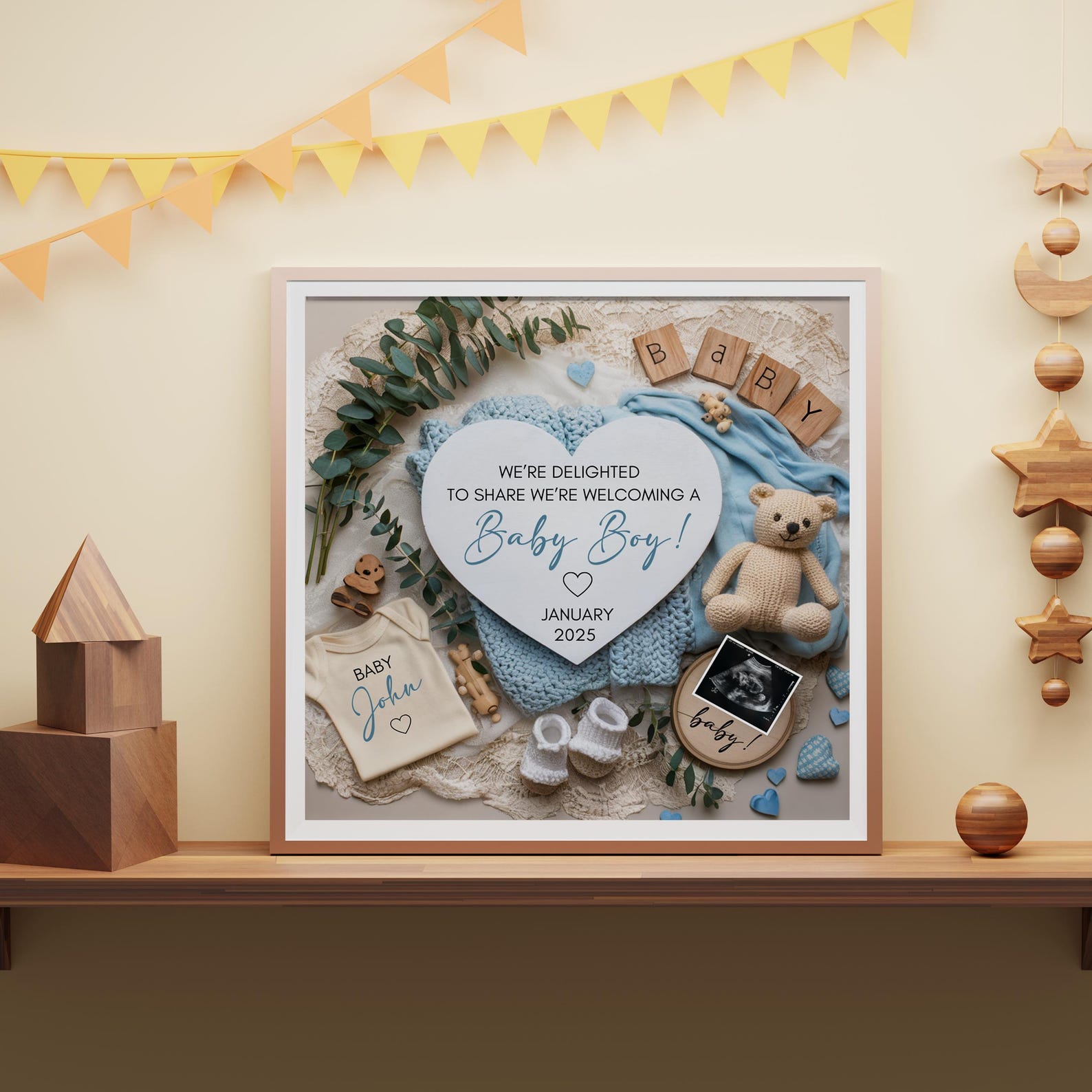 Baby Boy Pregnancy Announcement , Digital Baby Announcement, Boy ...