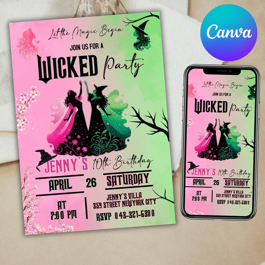 Wicked Birthday Party Invitation, Wicked Party Invitation, WICKED ...
