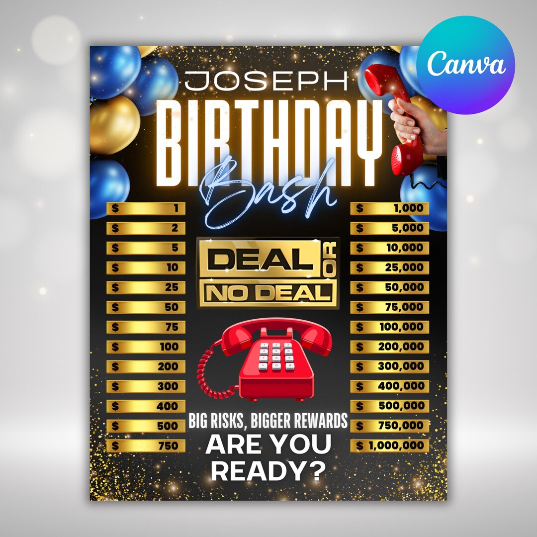 Deal or No Deal Poster, Deal or No Deal Birthday Games, Christmas ...