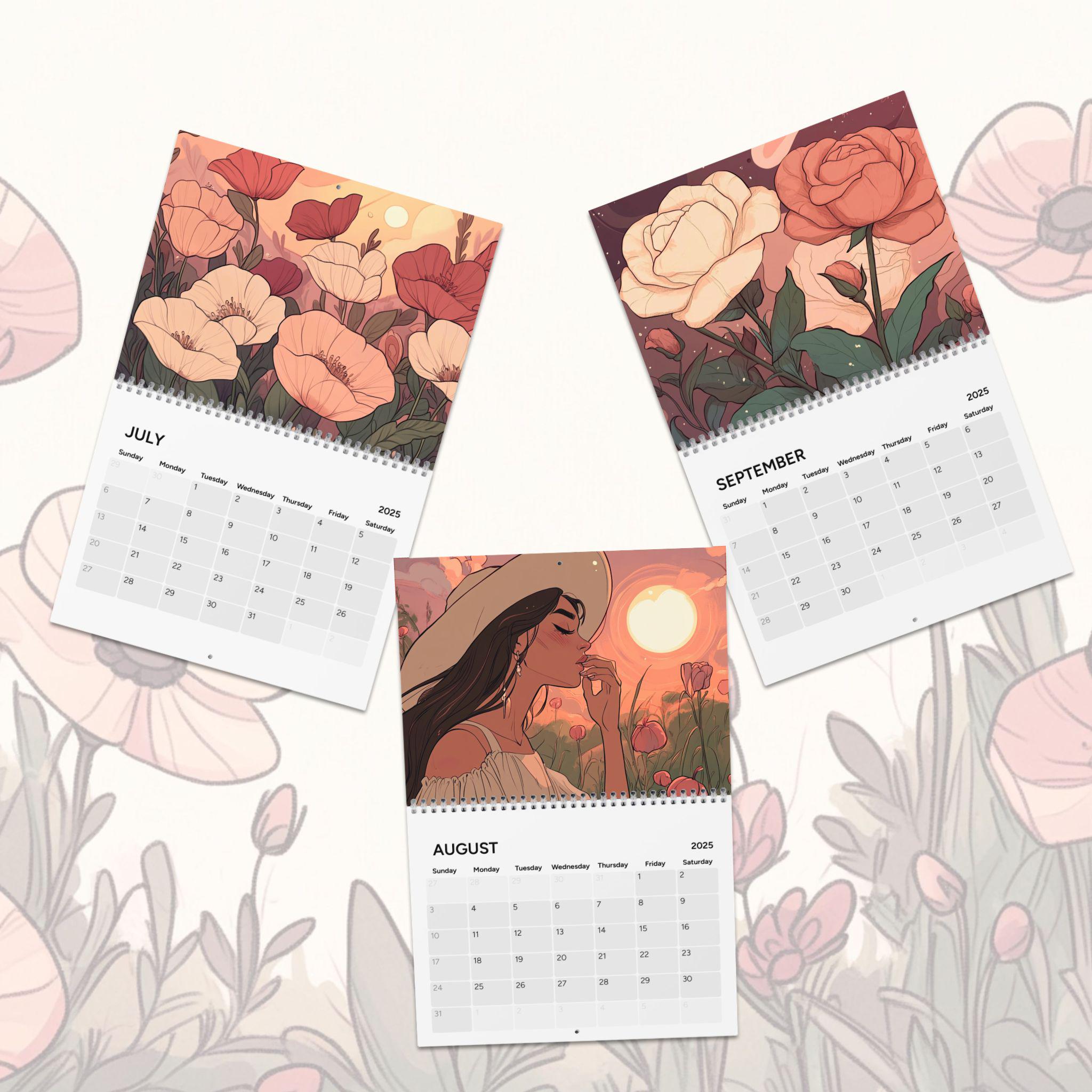 2025 Wall Calendar - Cottagecore Floral Calendar - Yearly Desk Calendar ...