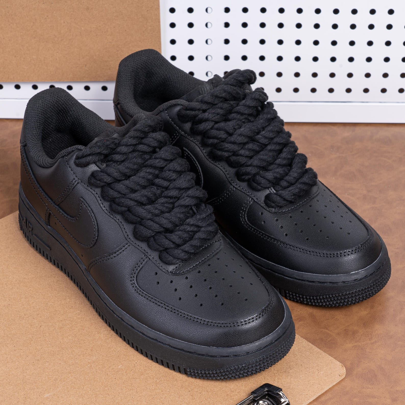 Custom Rope Lace Air Force 1 Black Rope Lace AF1 Sneakers Personalized ...