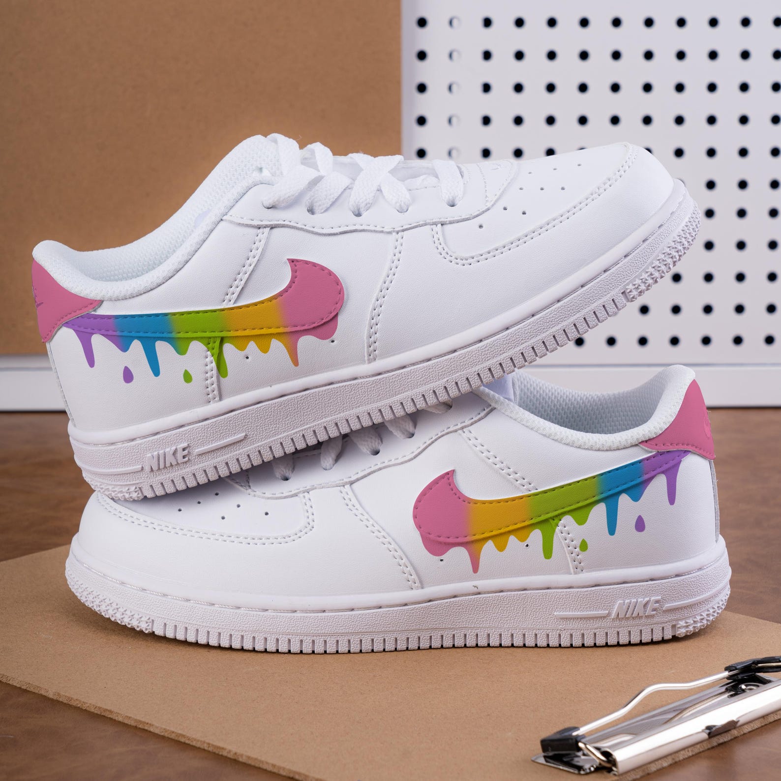 Rainbow Drips Kid Air Force One Rainbow Gradient Air Force 1 Custom Kid ...