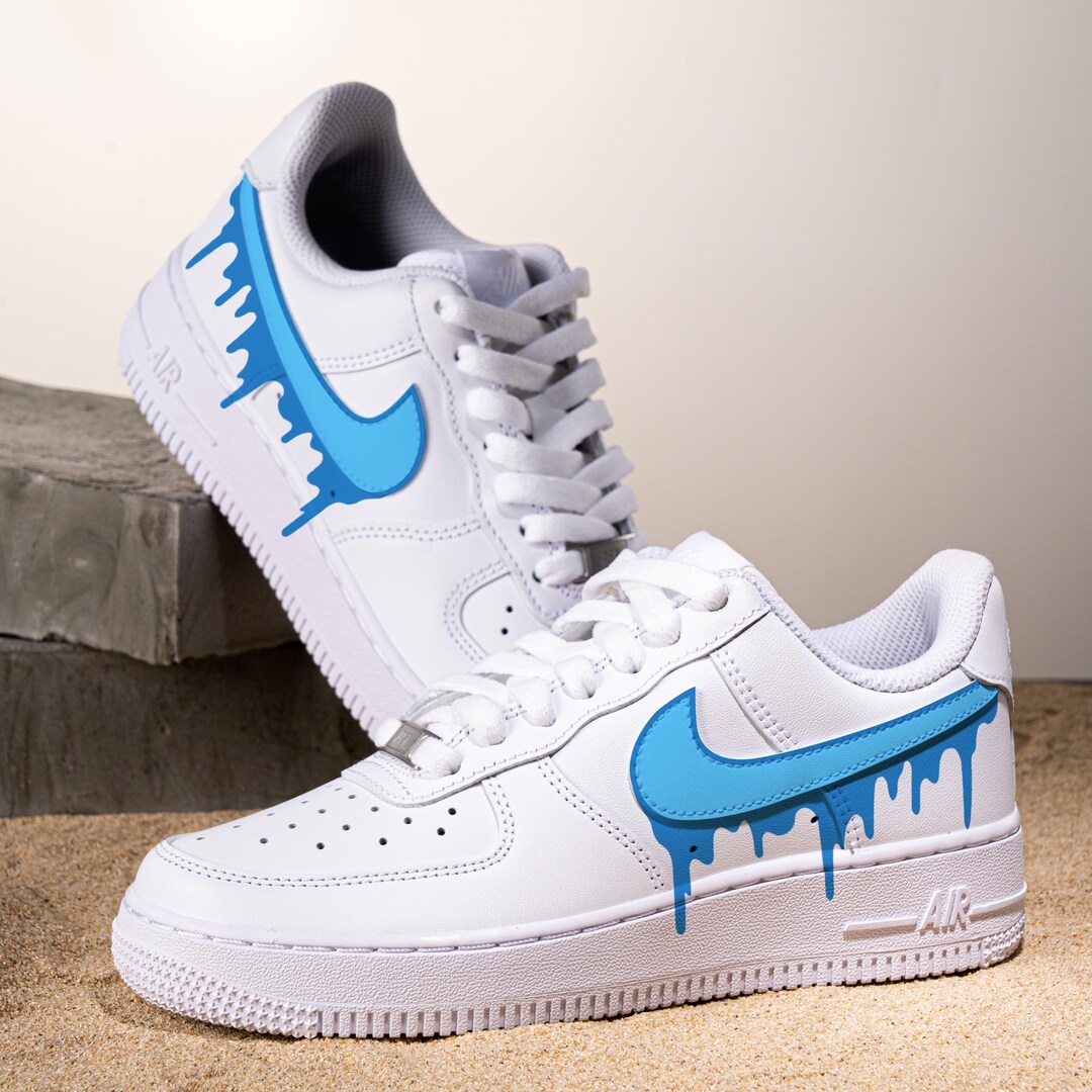 Blue Drip Air Force 1 Custom Dripping Air Force One Hand Painted Blue ...