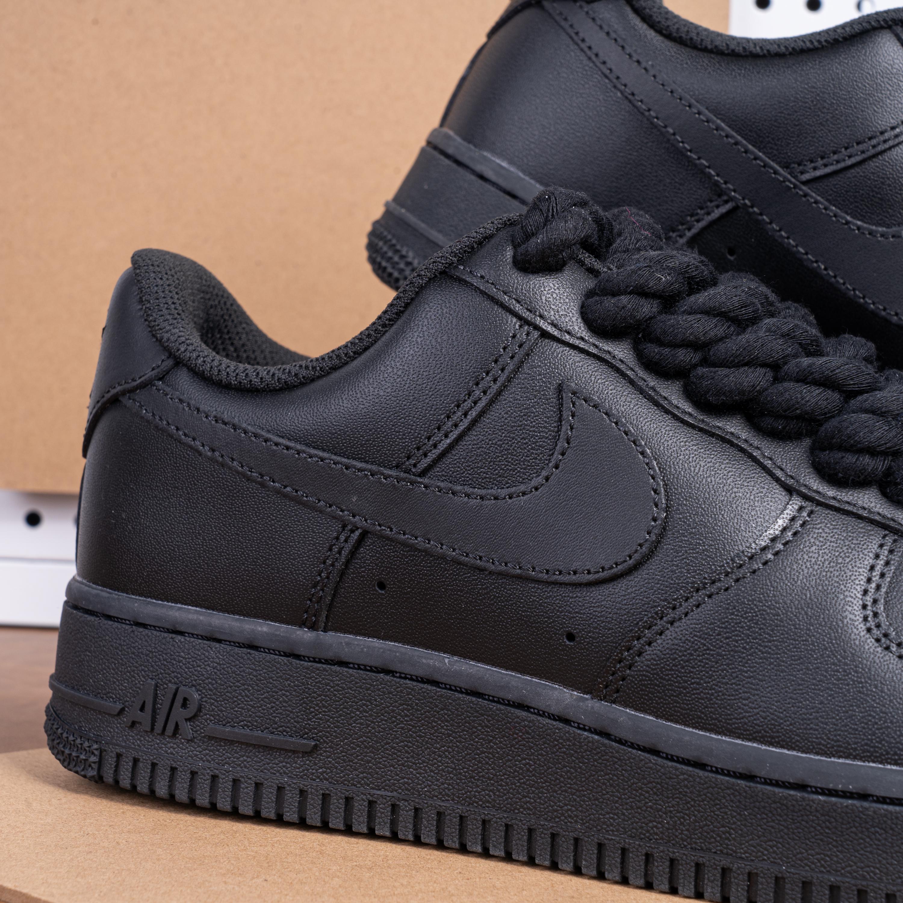 Custom Rope Lace Air Force 1 Black Rope Lace AF1 Sneakers Personalized ...