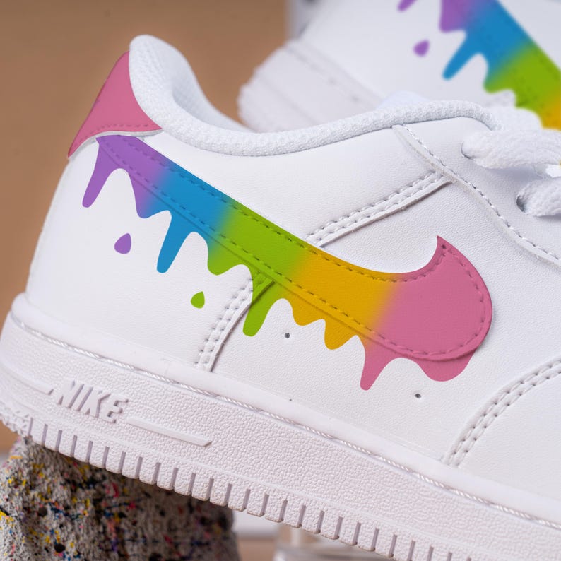 Rainbow Drips Kid Air Force One Rainbow Gradient Air Force 1 Custom Kid ...