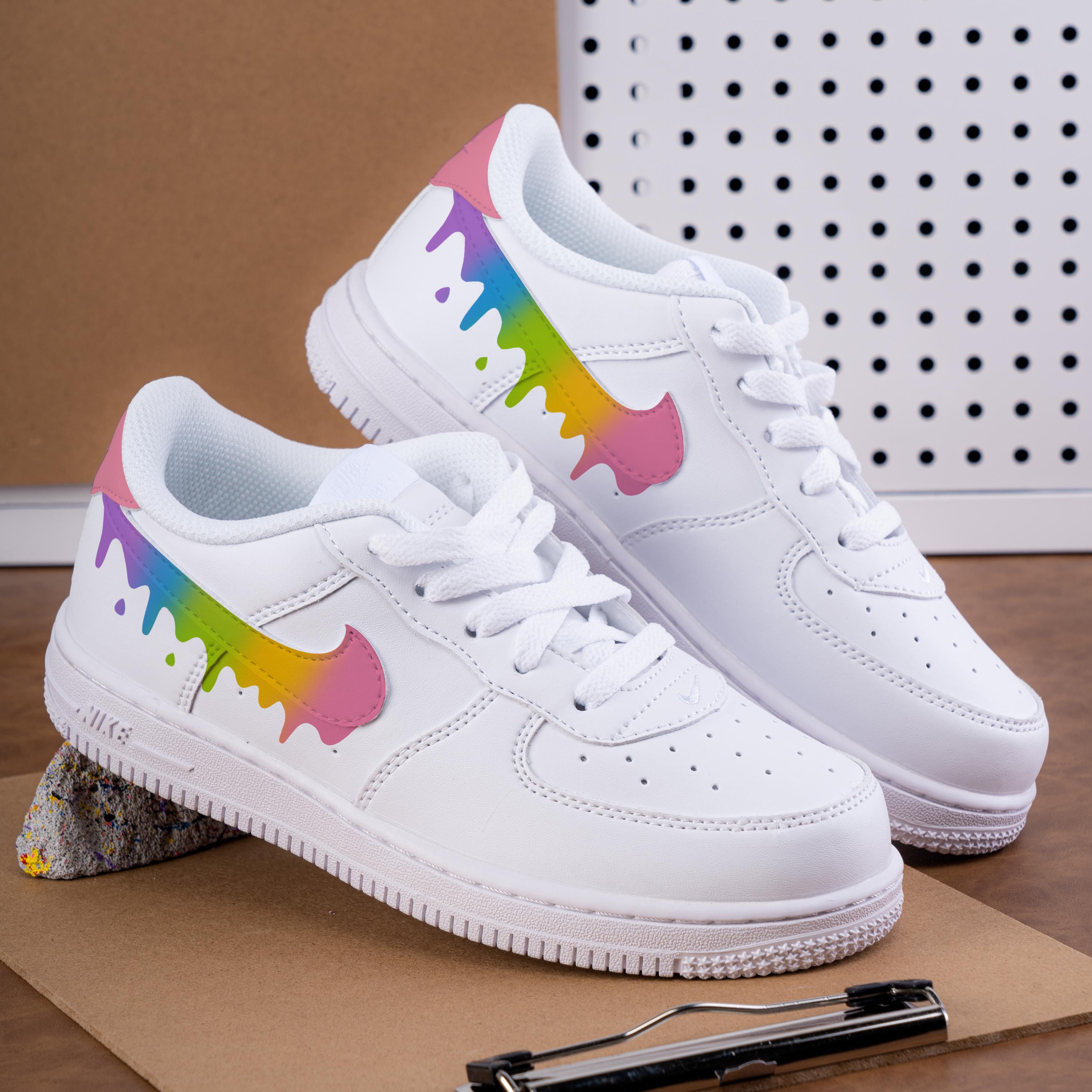 Rainbow Drips Kid Air Force One Rainbow Gradient Air Force 1 Custom Kid ...