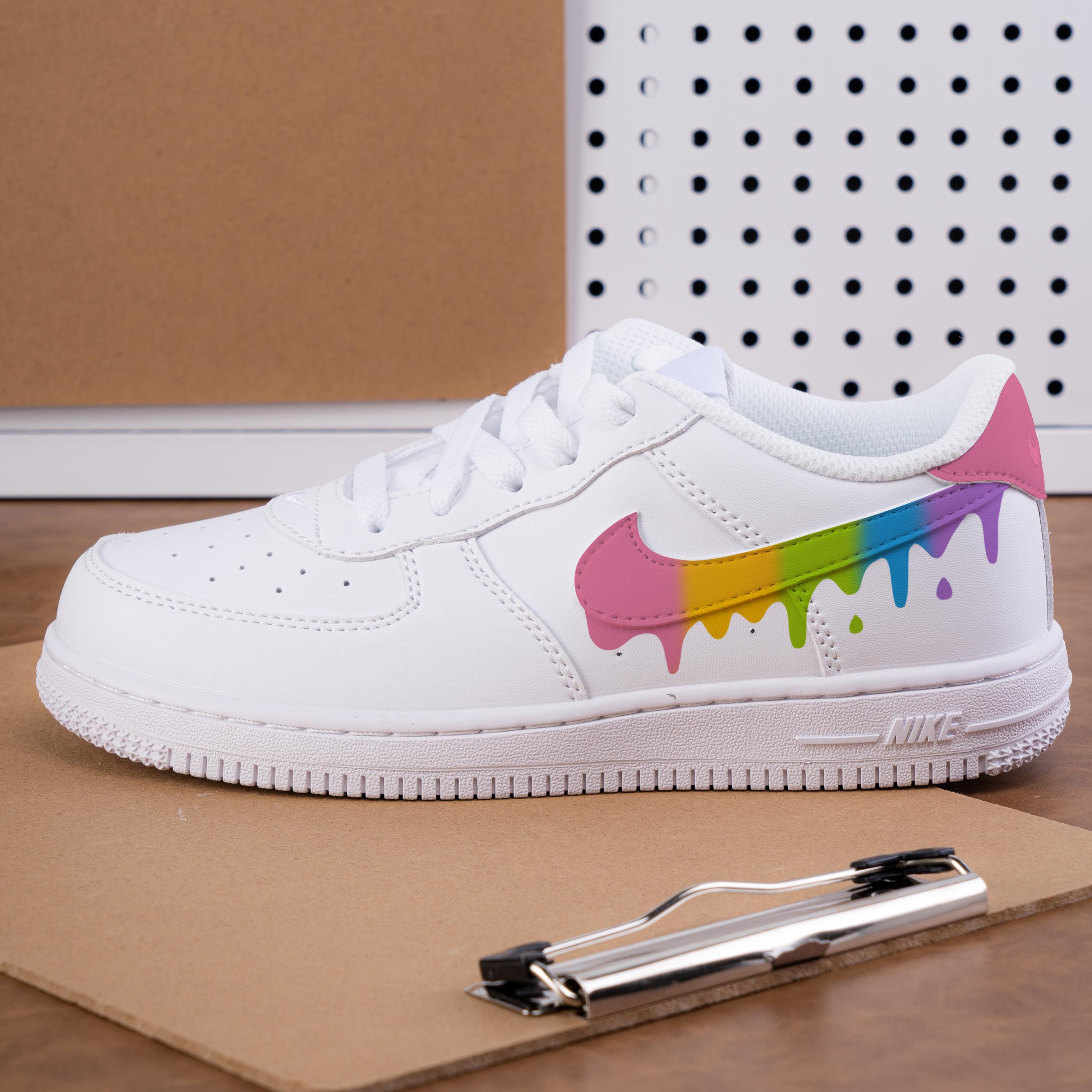 Rainbow Drips Kid Air Force One Rainbow Gradient Air Force 1 Custom Kid ...